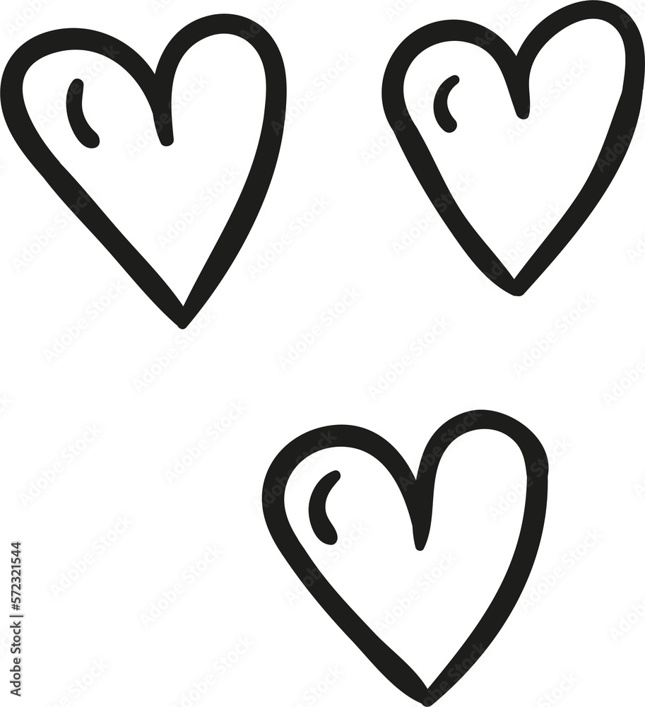 Three heart hand draw outline style Stock Illustration | Adobe Stock
