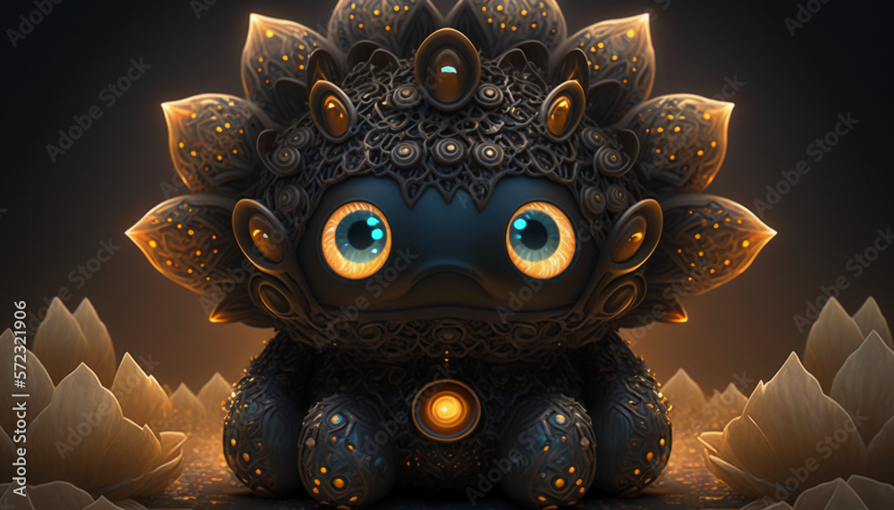 obsidian black depth glowing cosmic elemental meditate Generative AI ...