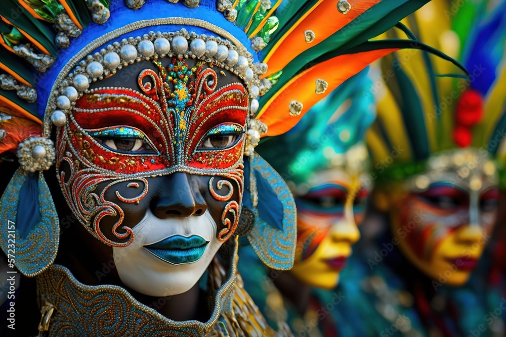 Beatifil and colorful mask display during the parade in Masskara ...