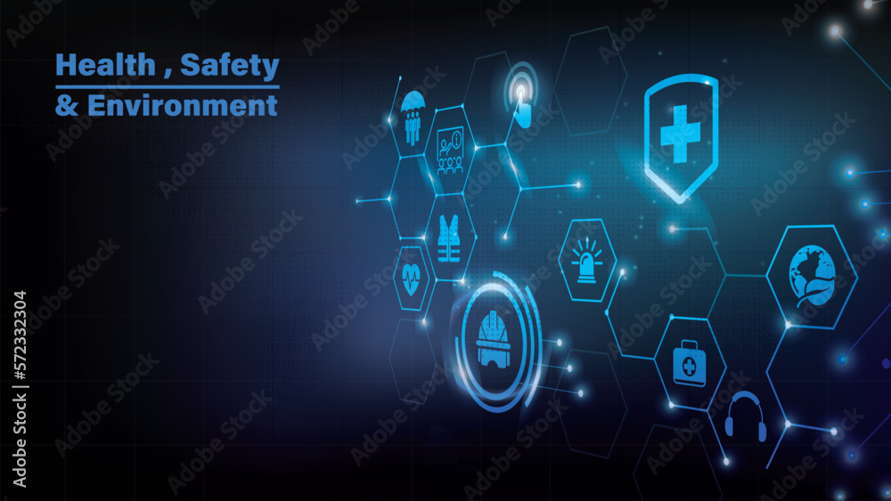Health Safety and Environment Icon Set and Web Header Banner. icons ...