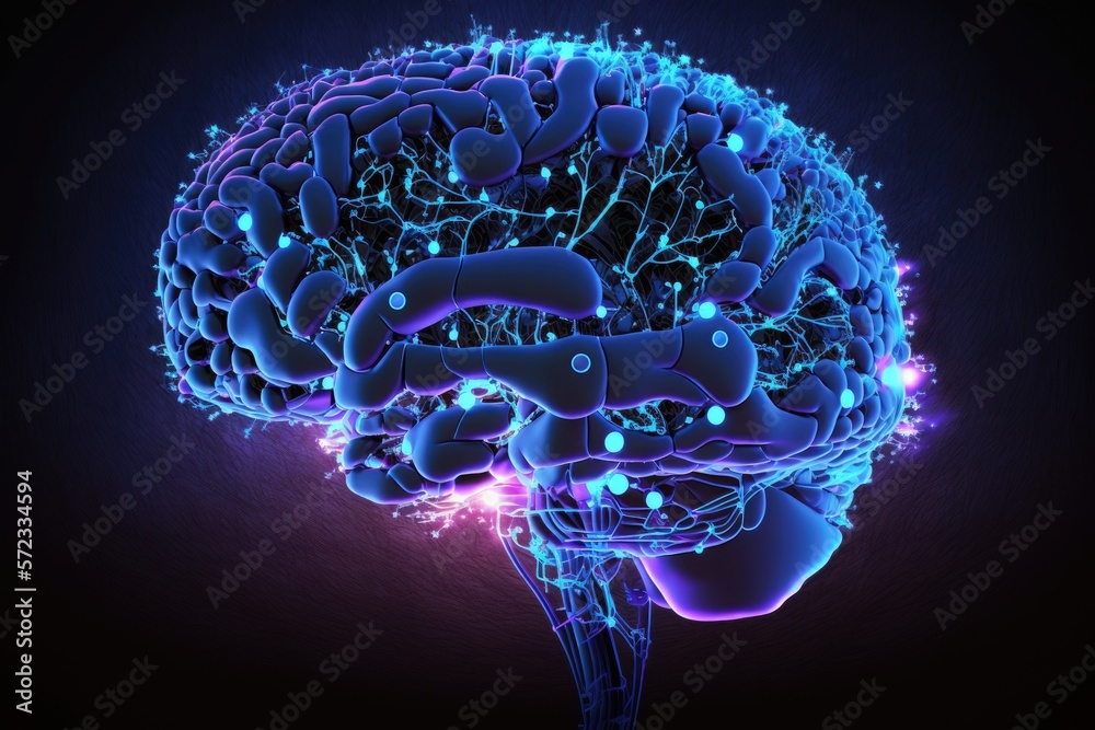 Electrical activity of the human brain, luminous areas of the brain ...