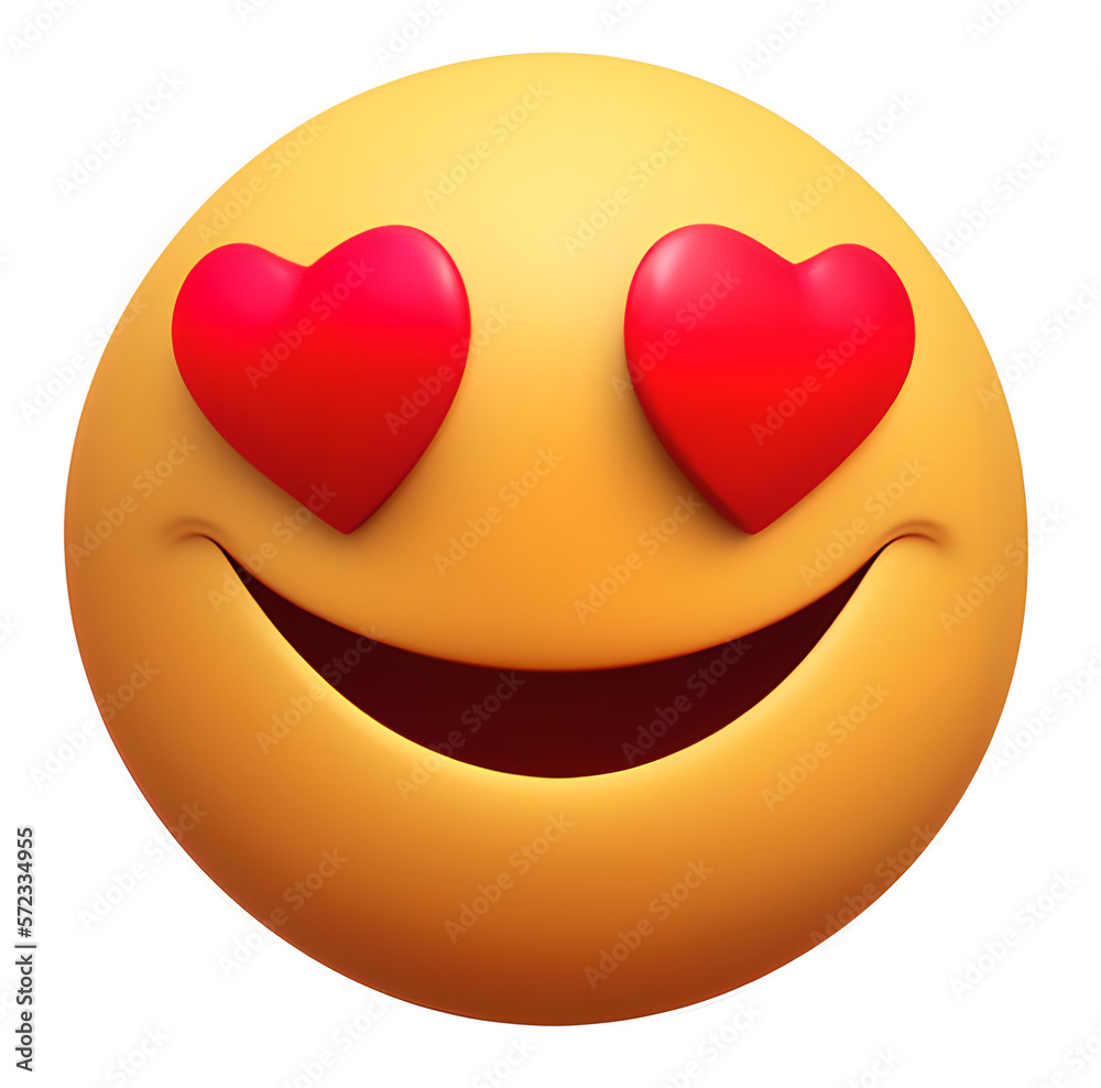 happy falling in love emoji with heart eyes isolated on white ...