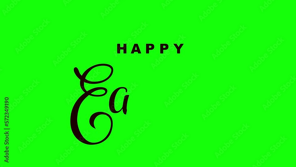Happy Easter lettering. 4K animation on a green screen, chroma key ...