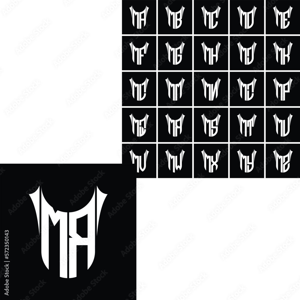 MR Logo monogram shield sharp half round shape images design template Stock Vector | Adobe Stock