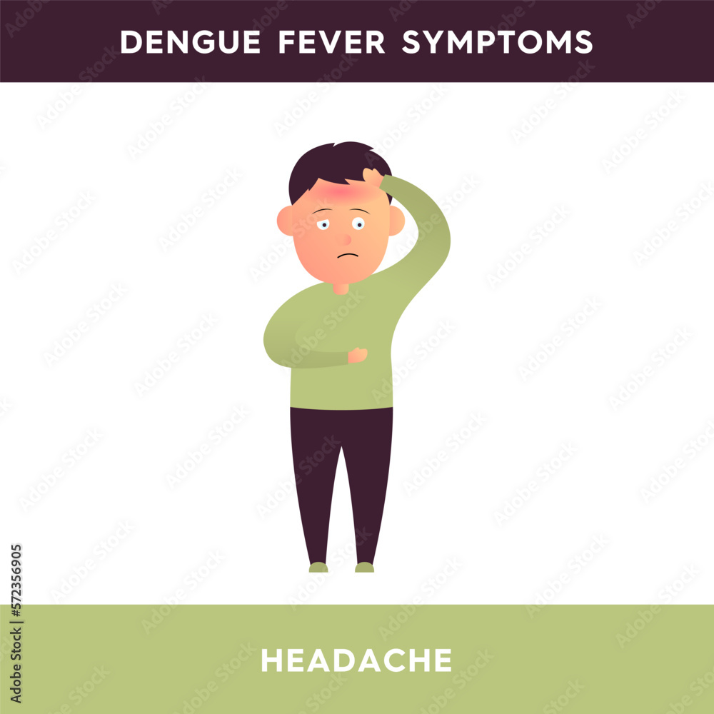 Vector illustration of a man who is experiencing a severe headache. A ...
