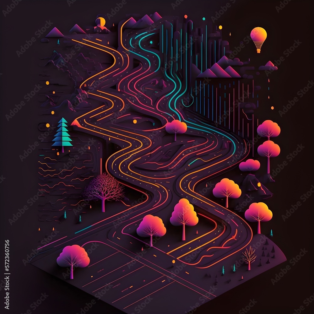 Data visualization of a roadmap. 2d flat illustration Stock ...