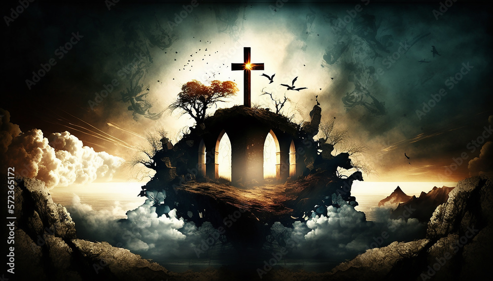 Christian background with Christian cross symbol, Generative ai Stock ...