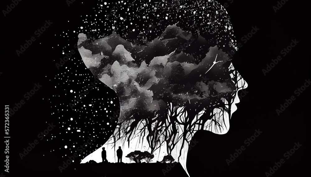 Mental health, depression, sadness, loneliness creative abstract ...