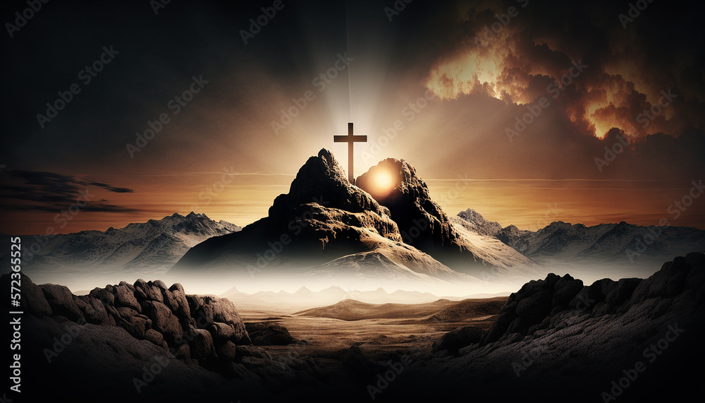 Christian background with Christian cross symbol, Generative ai Stock ...