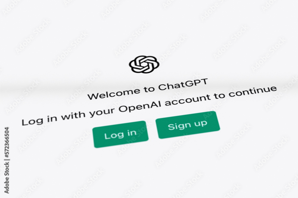 A screenshot of the login page for ChatGPT by OpenAI Stock Photo ...