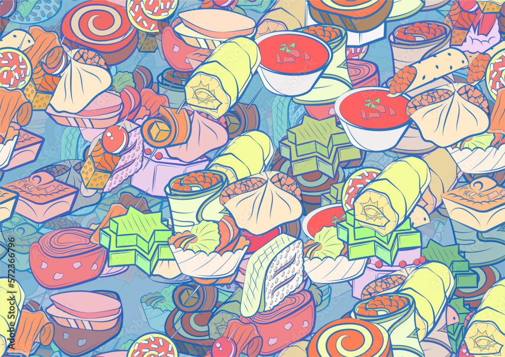 Background pattern abstract design texture. Seamless. Snacks. Theme is ...