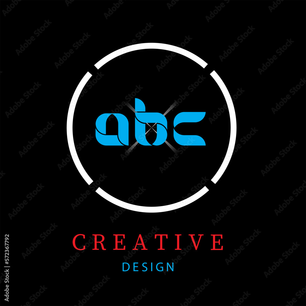 ABC Letter shape. Design of the letters ABC in a circle. ABC letters in a stylish font. Circle ...