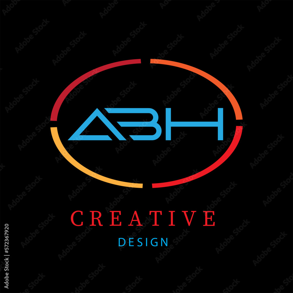 ABH Letter shape. Design of the letters ABH in a circle. ABH letters in ...