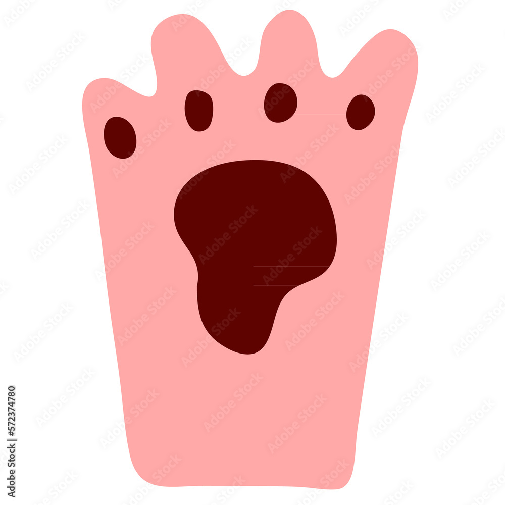 Cat Paw. Cute Abstract Shape. Kids Drawing Illustration on Transparent ...