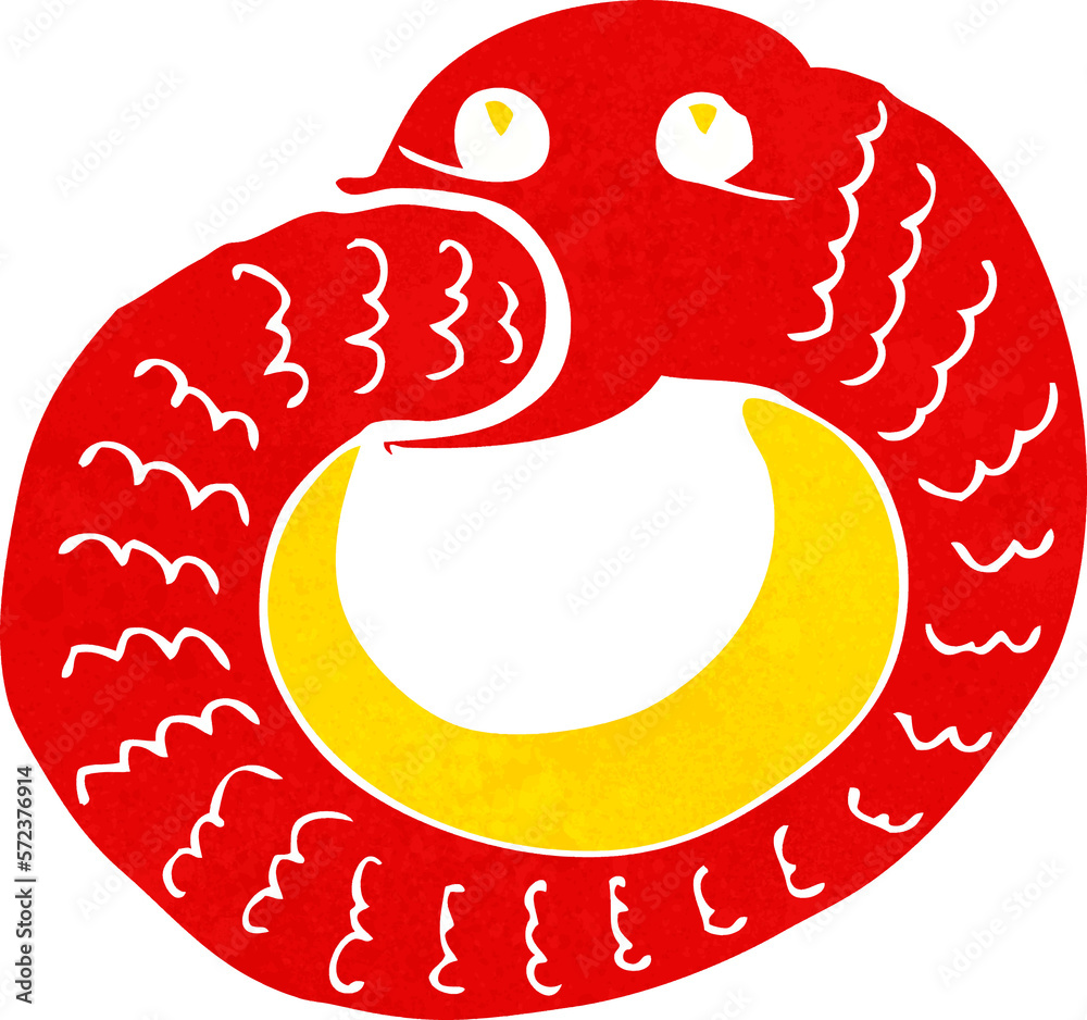 cartoon snake eating own tail Stock Illustration | Adobe Stock