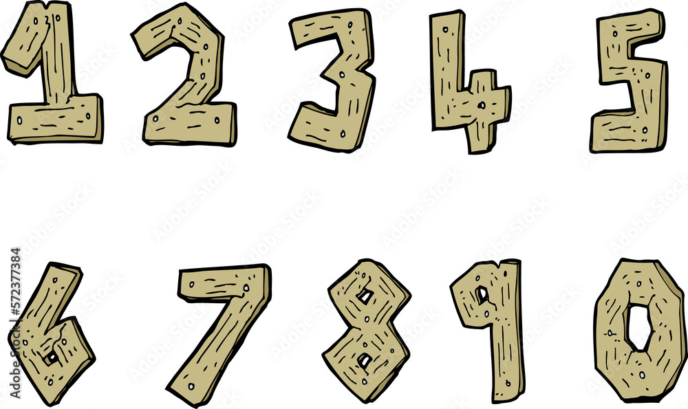 cartoon wooden numbers Stock Illustration | Adobe Stock