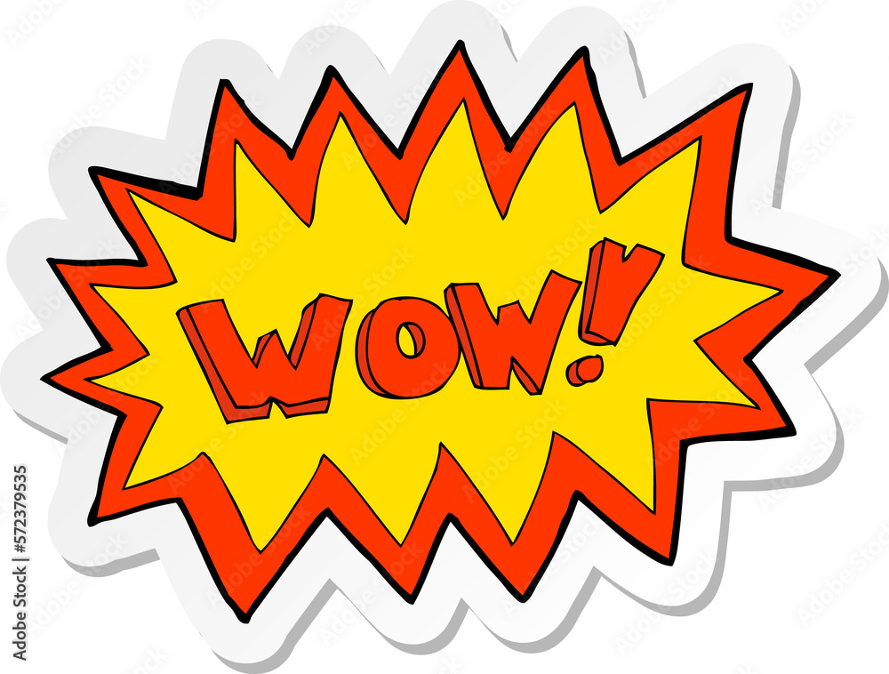 sticker of a cartoon wow explosion Stock Illustration | Adobe Stock