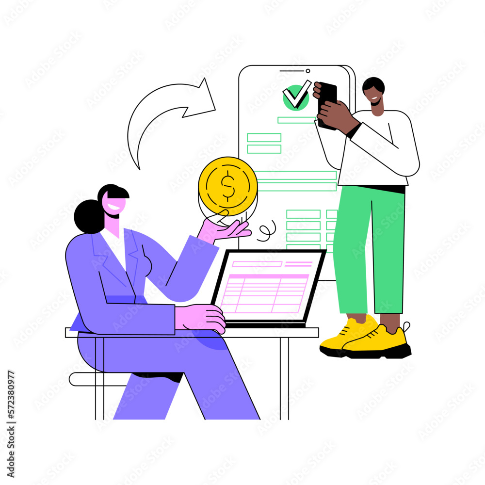 Payroll processing isolated cartoon vector illustrations. Man using ...