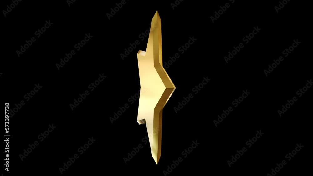 Looping animation of a shiny golden star around its axis on a ...