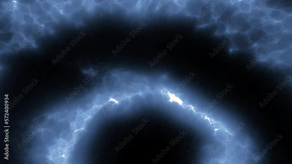 Vibrations of plasma ring. Motion. Rim line with plasma field ...