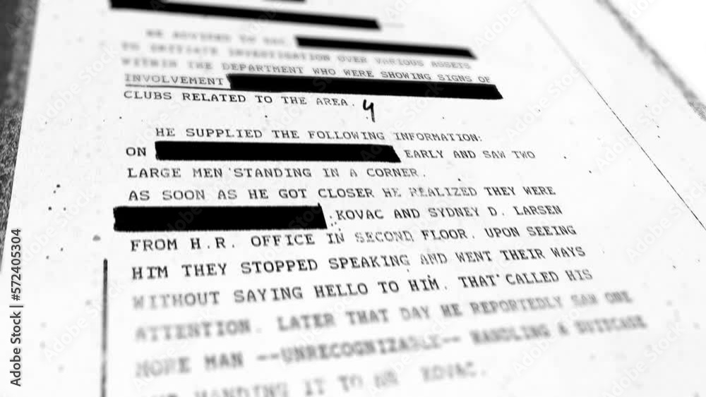 Top secret file with sensitive information is erased and censored by ...