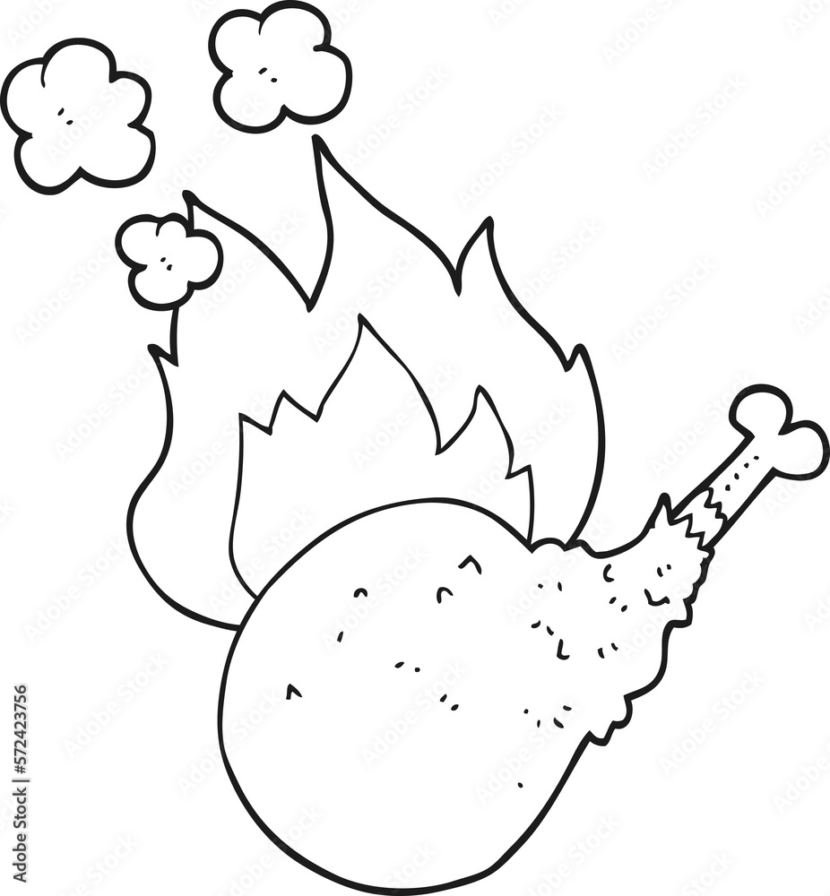 black and white cartoon cooked meat Stock Illustration | Adobe Stock