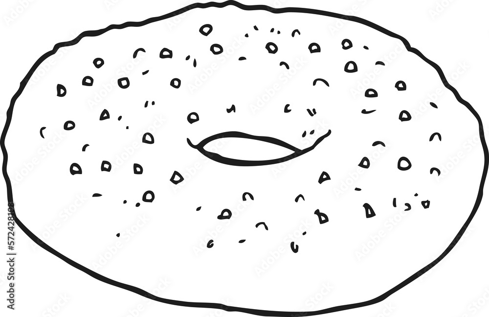 black and white cartoon bagel ilustração do Stock | Adobe Stock