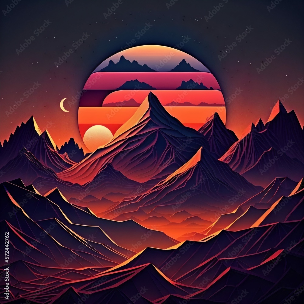 A Dreamy Digital Mountainscape 4K Detailed Digital Art, AI Generated ...