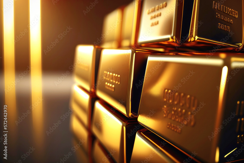Gold bars lie in gold vault. Created with Generative AI technology. Stock Illustration | Adobe Stock
