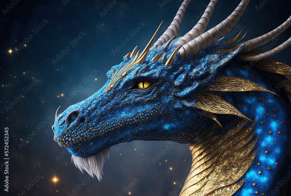 Dragon blue hues, celestial background, awesome dragon, esoteric ...