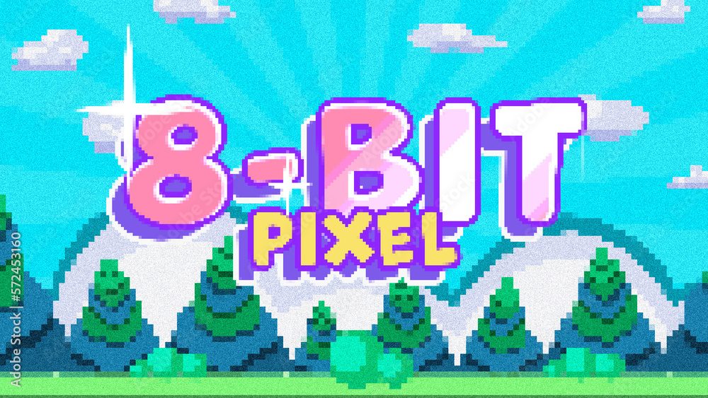 Pixel 8-Bit Title Stock Template | Adobe Stock