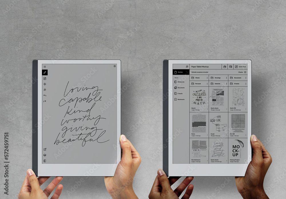 Paper Tablet Mockup Hands Holding Stock Template | Adobe Stock