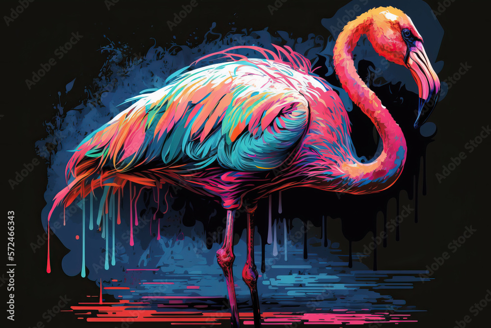 Flamingo in Pop Art Style: A Bold and Colorful Portrait of a Tropical ...