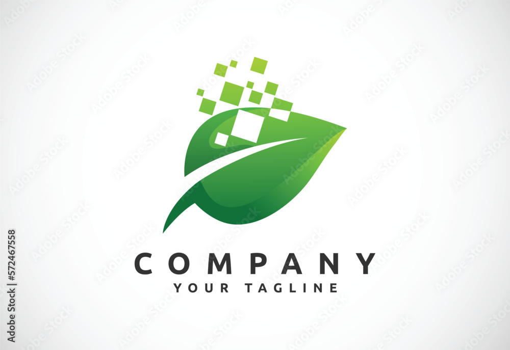 Green tech logo designs template, Creative nature technology concept ...