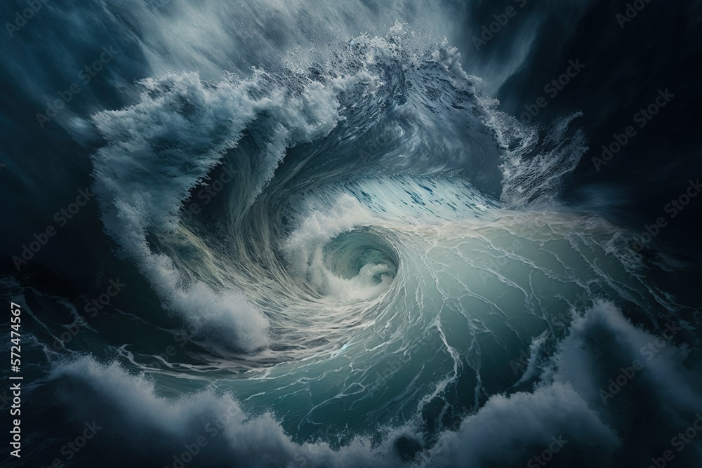 Cyclone whirl in the ocean. Severe weather warning concept. Generative ... Cyclone whirl in the ocean. Severe weather warning concept. Generative ...