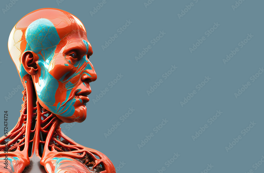 Abstract anatomical medical model of a human. Biotechnology. 3D render ...