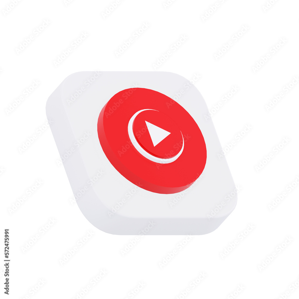 Google Youtube Music 3d icon logo concept in round corner square in ...