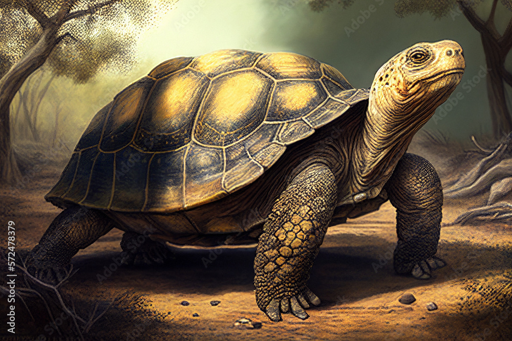 Pinta Giant Tortoise - Extinct Species - Generative Ai Stock ...
