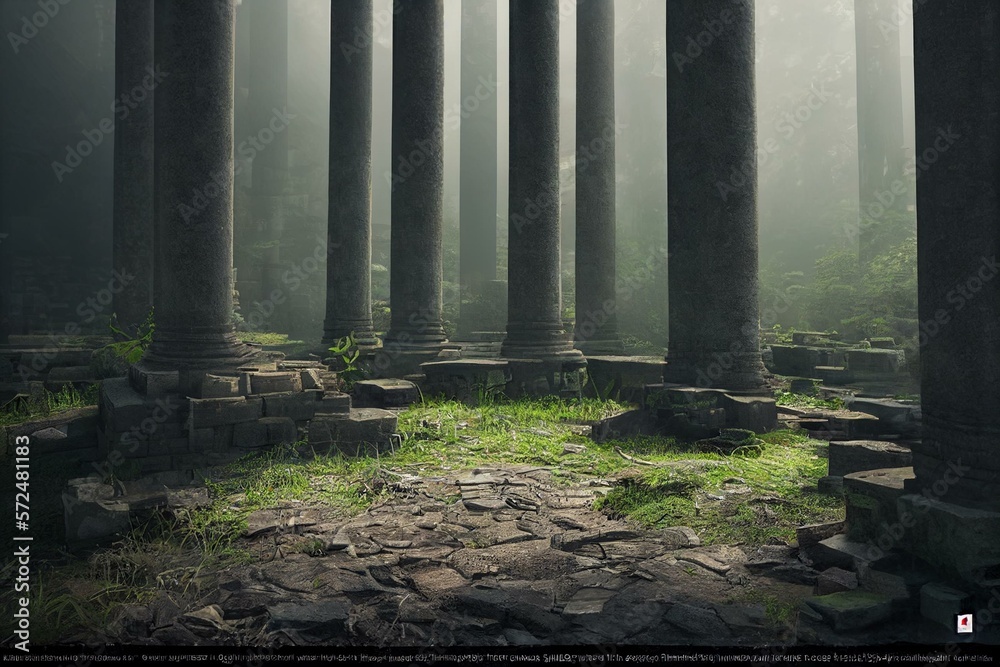 AI generated image on an ancient Hindu temple ruins in a secluded ...