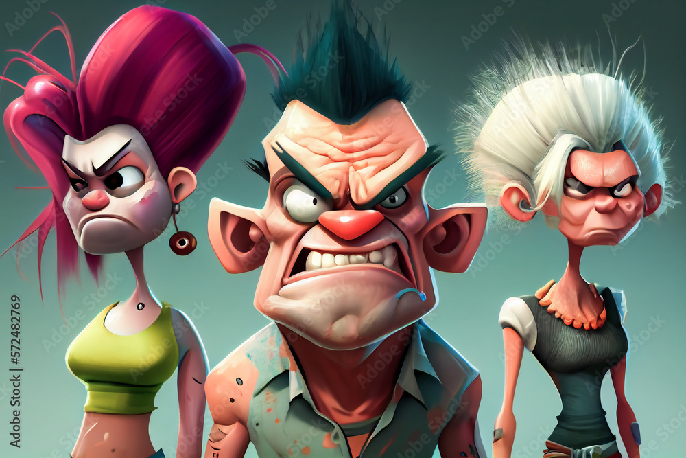 Very Angry Human Cartoon. Unhappy Peoples. Furious Persons. Generative ...