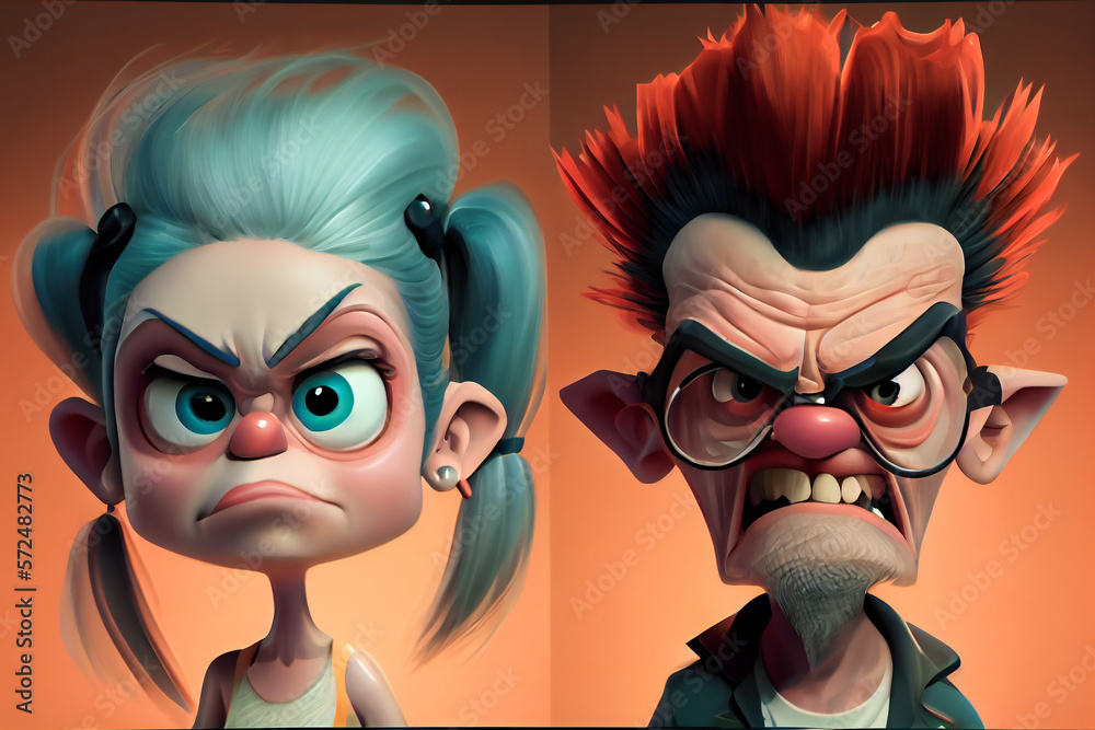 Very Angry Human Cartoon. Unhappy Peoples. Furious Persons. Generative ...