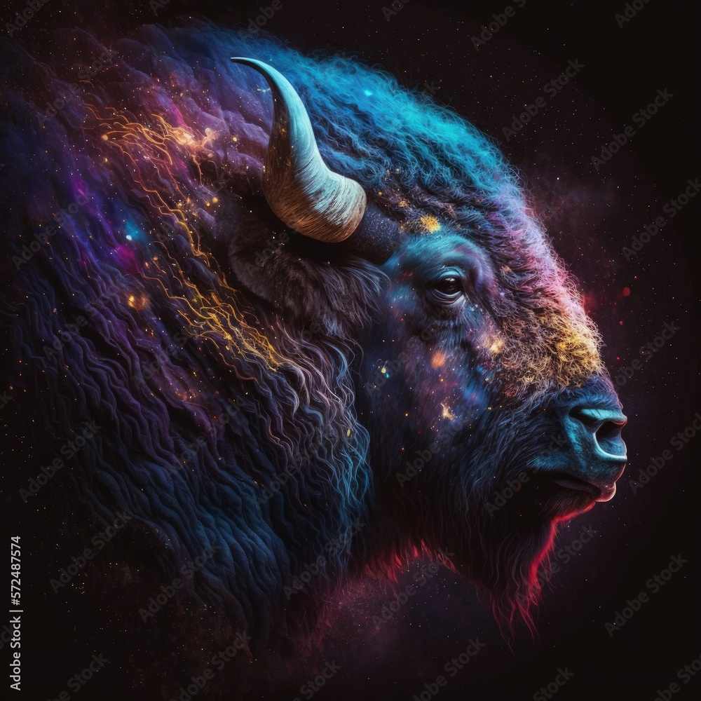 Generative AI - SpaceAnimals 081: A digital painting of a vivid color ...