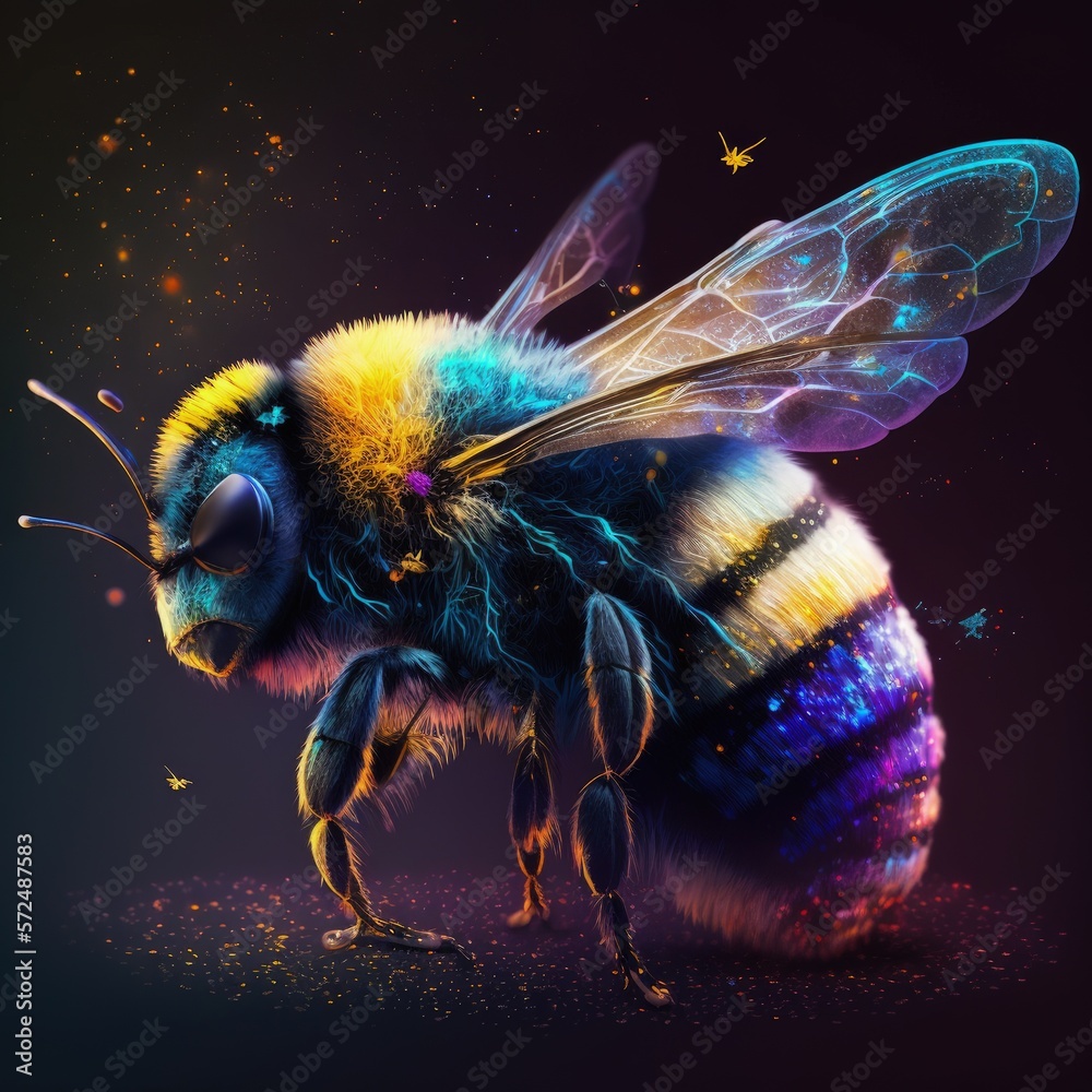 Generative AI - SpaceAnimals 080: A digital painting of a vivid color ...