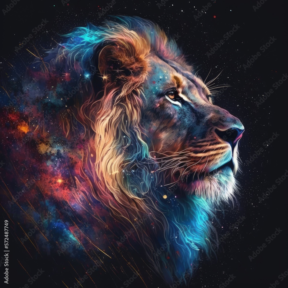 Generative AI - SpaceAnimals 036: A digital painting of a vivid color ...