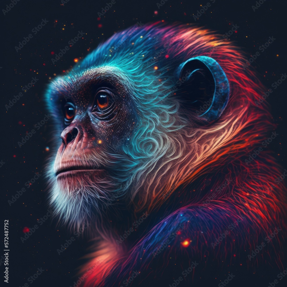 Generative AI - SpaceAnimals 035: A digital painting of a vivid color ...