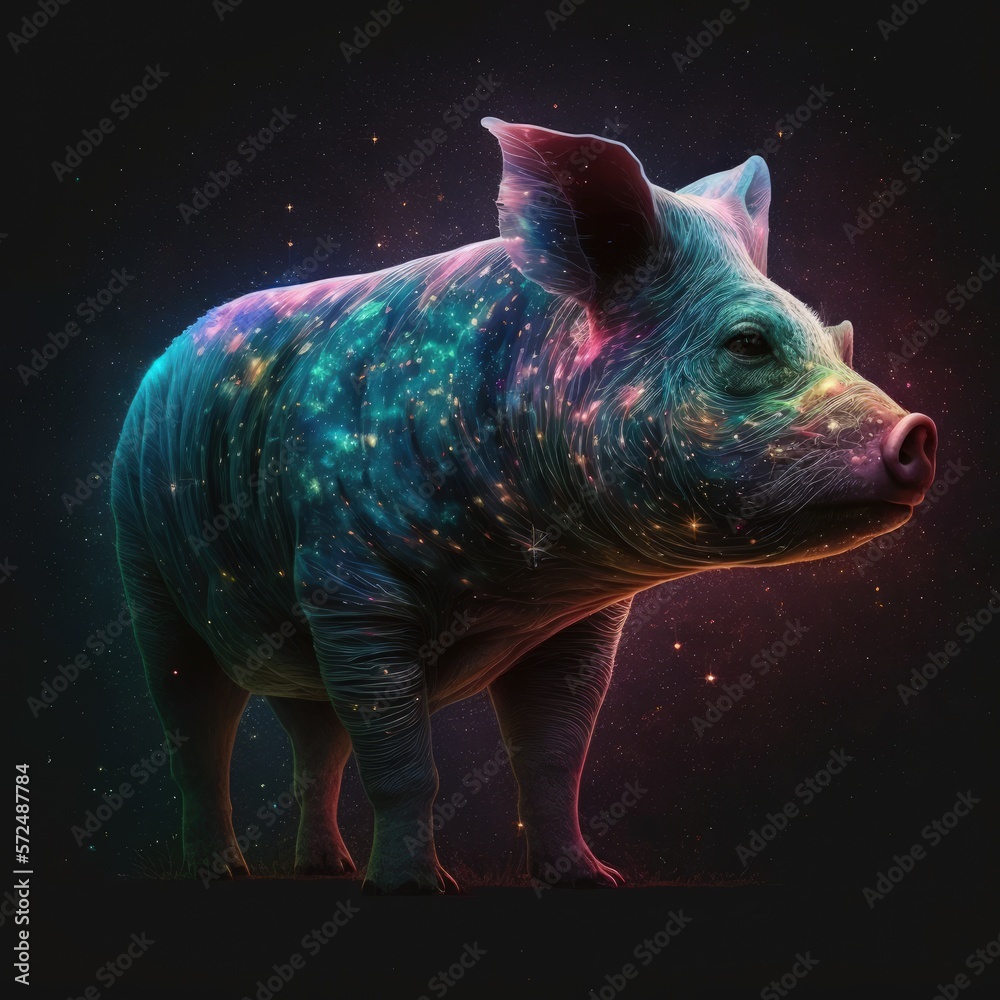 Generative AI - SpaceAnimals 027: A digital painting of a vivid color ...