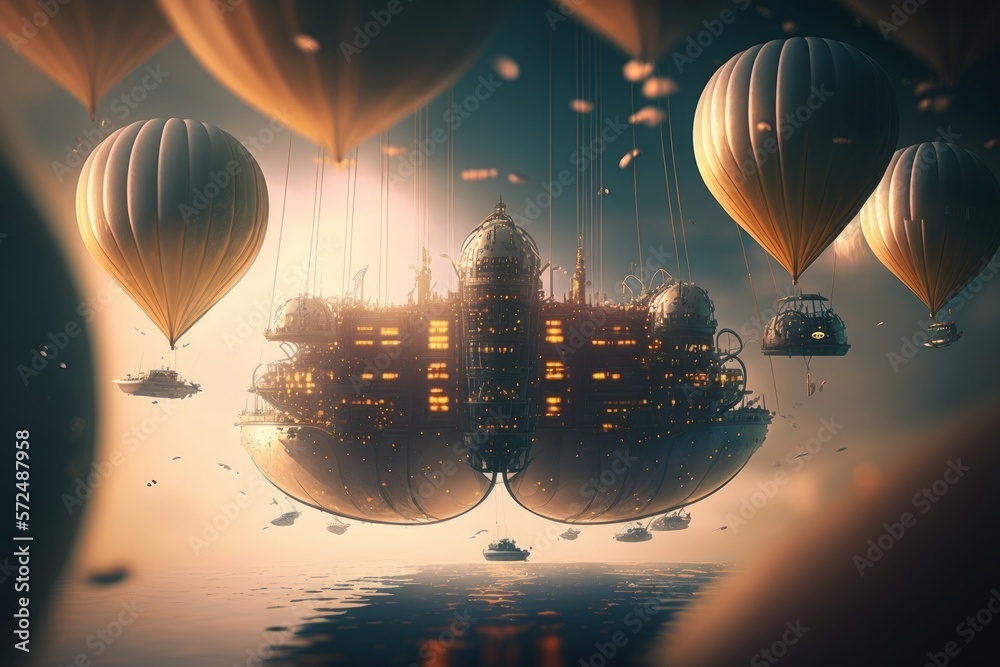 Unleashing Cinematic Brilliance: A 32k Floating City with Airships ...