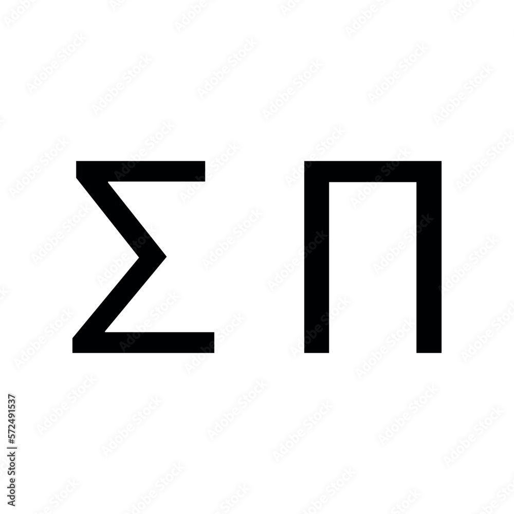 Sigma and pi symbol. Summation and product notation. Greek alphabet ...