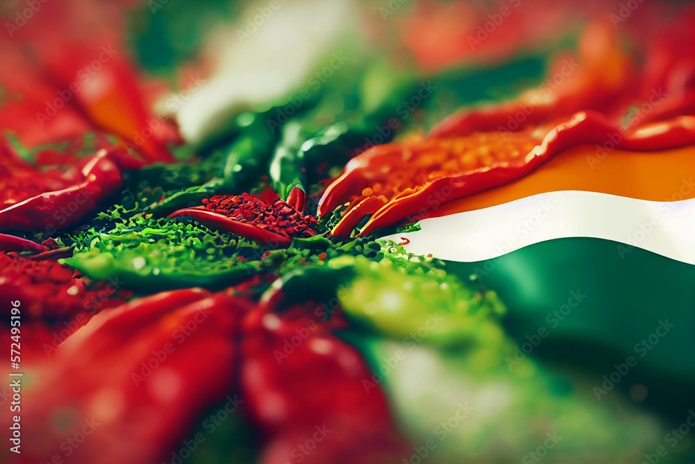 Tricolor Indian Flag art using red and green chilli, republic day ...