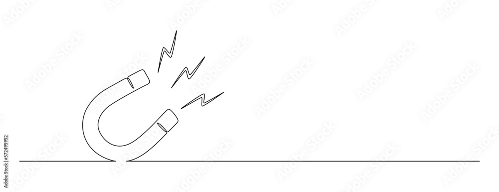 One continuous line drawing of magnet. Client and talent attraction ...
